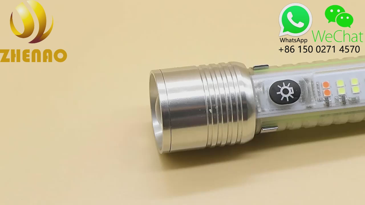 Powerful LED Fluorescence Flashlight Type-C Rechargeable Waterproof Zo ...